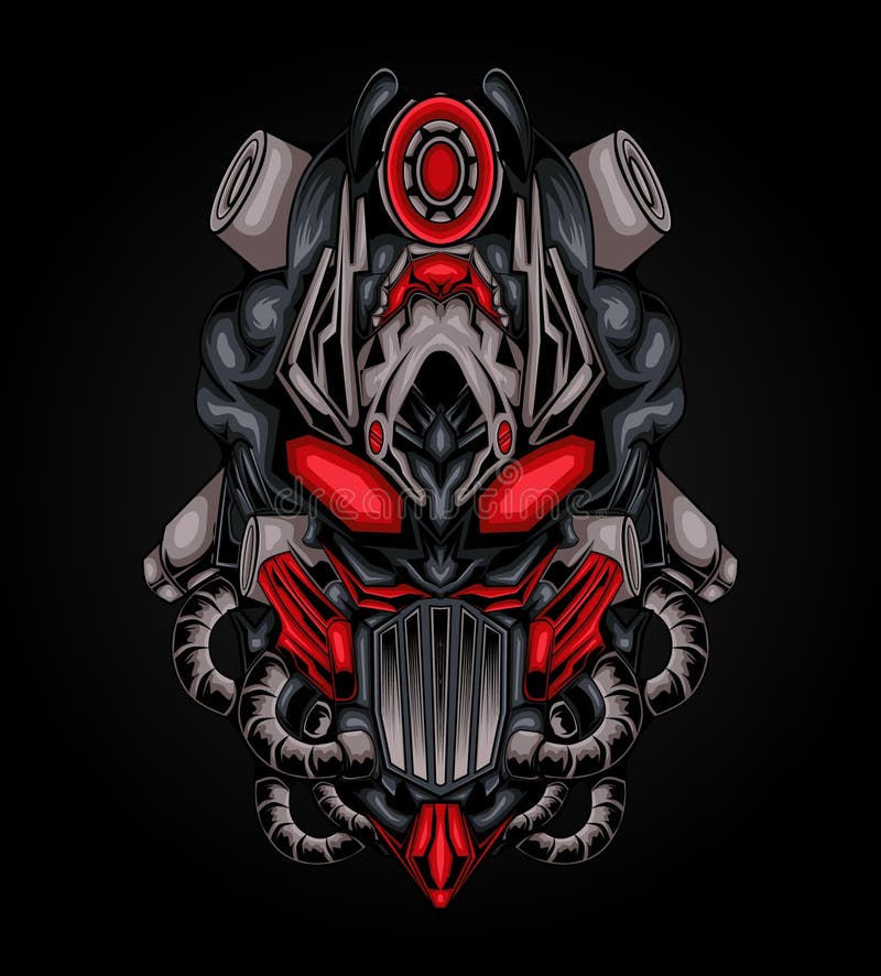 The Illustration Robotic Cyborg Style Stock Vector - Illustration of ...