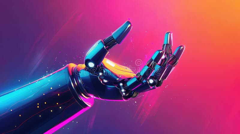Illustration of a Robotic Hand Icon with a Colorful Gradient Background Stock Illustration ...
