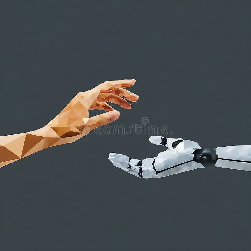 Robotic Bionic Hand and Human Hand. Stock Illustration - Illustration ...