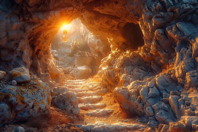 A Rock Cave with Exit Path and Sun Light, High Quality, High Resolution ...