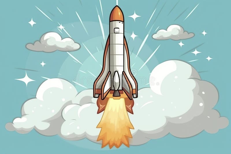 Illustration,rocket and Copy Space for Bit Coin on the Star,generative ...