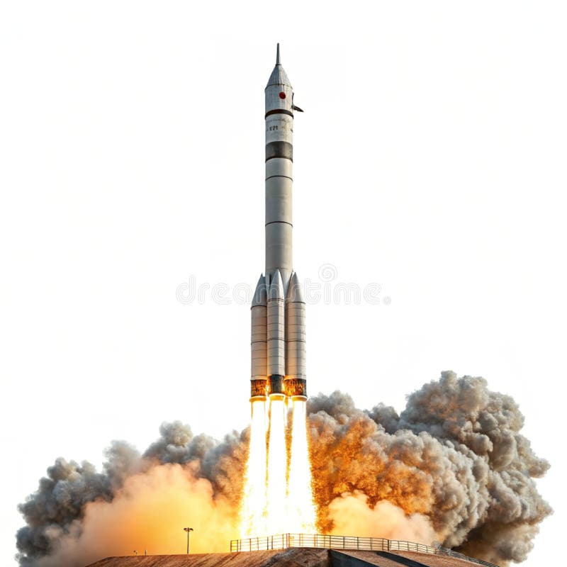 Rocket with Flames Illustration Stock Illustration - Illustration of ...