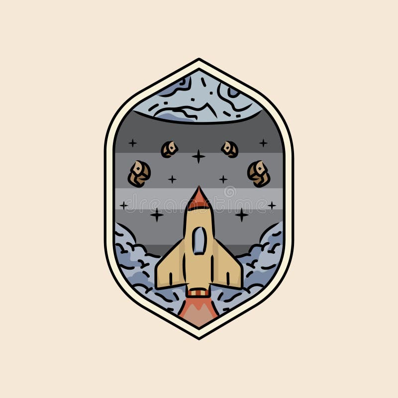 Illustration Rocket in Galaxy Badge and Emblem Design Vector Stock ...