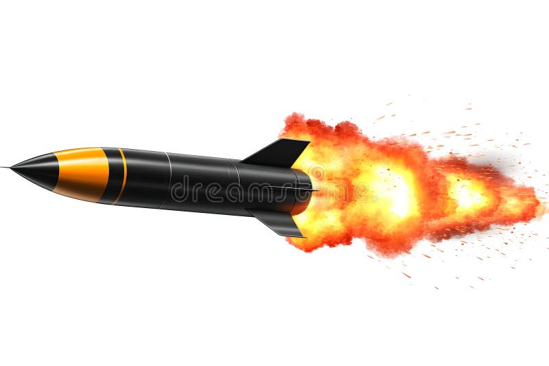 Illustration of a Rocket Launch with Flames and Speed Lines Space ...
