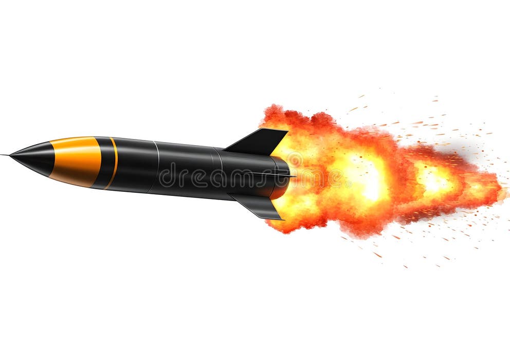 Illustration of a Rocket Launch with Flames and Speed Lines Space ...