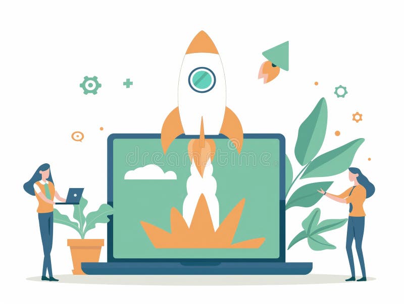 Startup Launch Concept stock illustration. Illustration of online ...