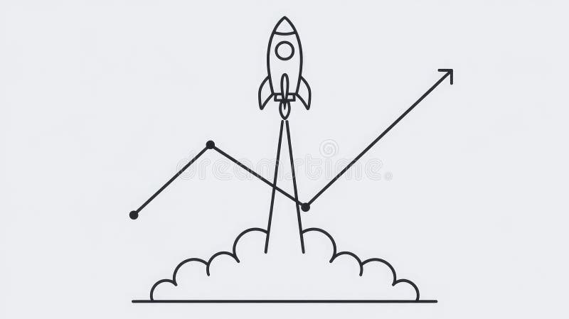 Illustration of a Rocket Launch Symbolizing Growth and Progress. Stock ...