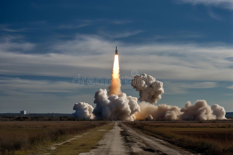 Illustration of a Rocket Launching into Space, Representing Space ...