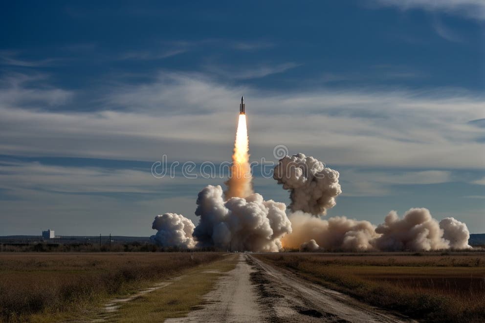 Illustration of a Rocket Launching into Space, Representing Space ...