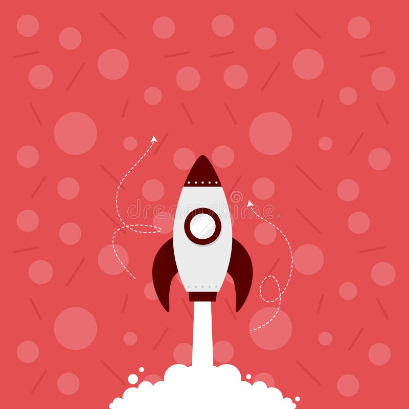 Illustration of Rocket Ship Launching Fast Straight Up To the Outer ...