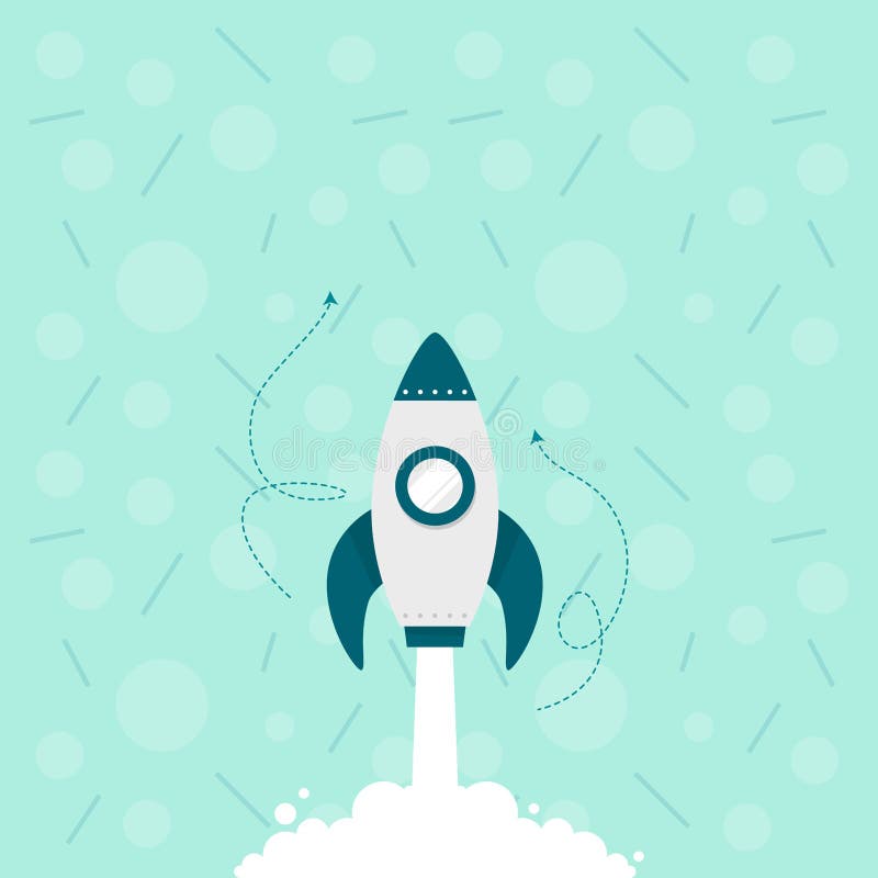 Illustration of Rocket Ship Launching Fast Straight Up To the Outer ...