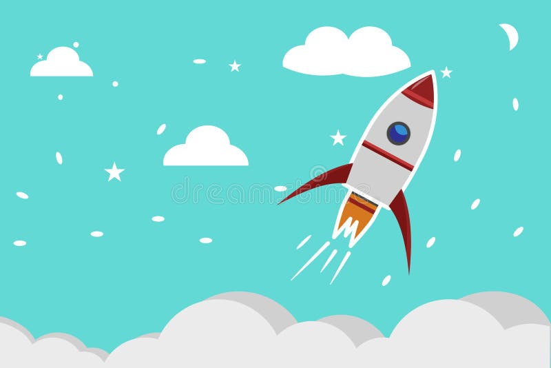 Illustration of Rocket and the Sky for Startup Business Stock Illustration - Illustration of ...