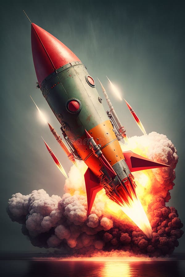 Illustration of a Rocket Taking Off. Stock Illustration - Illustration ...