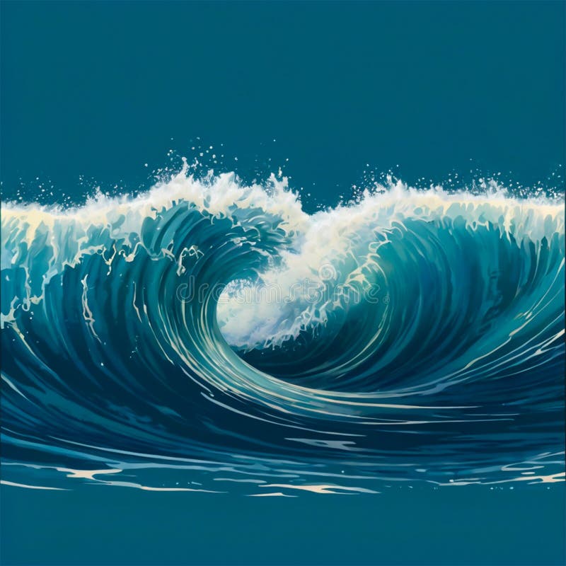 Illustration of Rolling Waves in the Ocean Stock Illustration ...