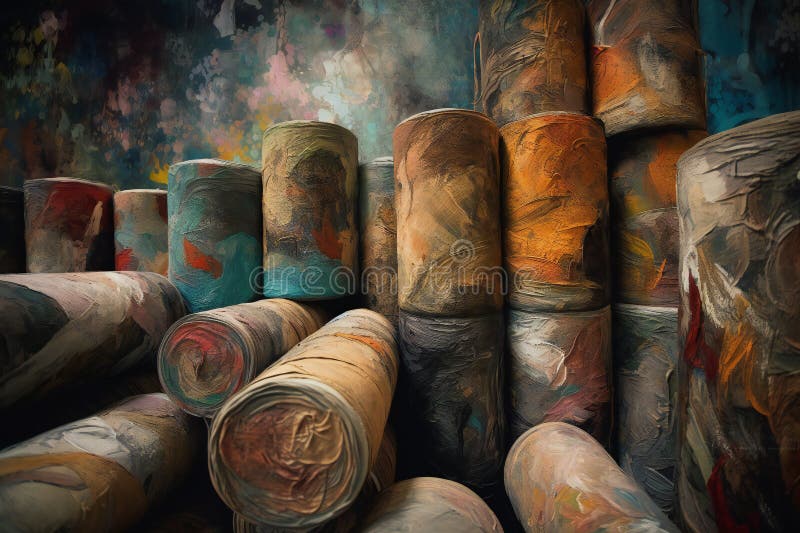 Rolls of Wallpaper Expressionist Art Style, Abstract, Textures Stock ...