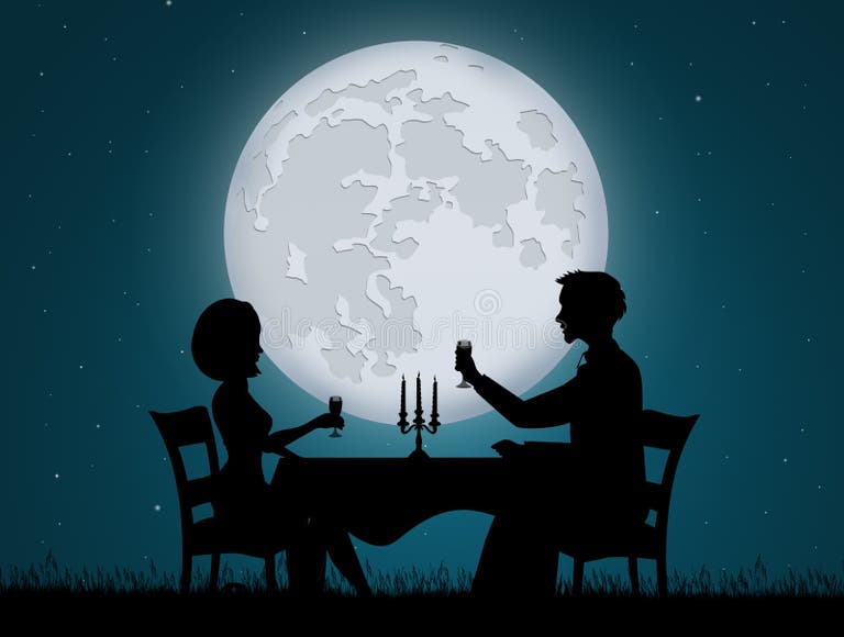 Romantic Dinner Candlelight for Two Stock Illustration - Illustration ...