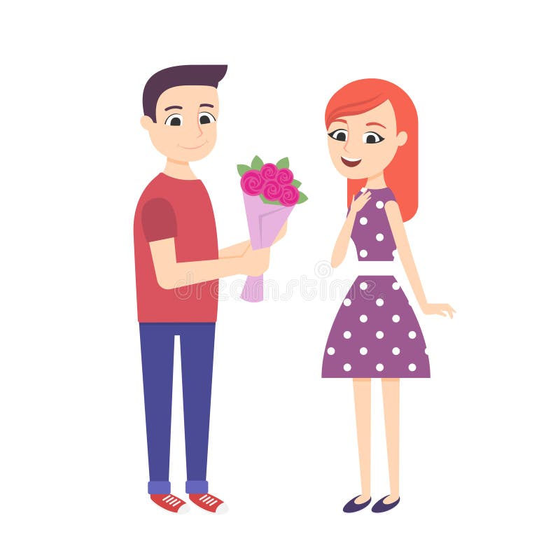 Illustration of Romantic Young Couple. Stock Vector - Illustration of ...