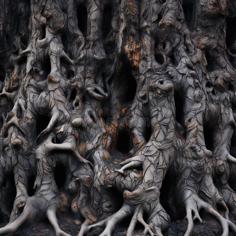 The Roots of the Tree, Seamless Texture Stock Illustration ...