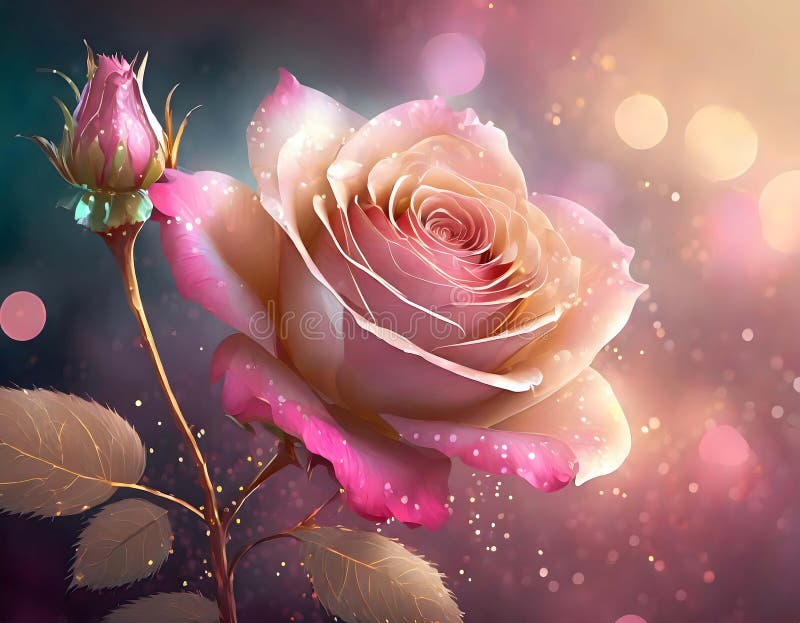 Illustration of a Rose. Art Illustration. Generative AI Technology ...