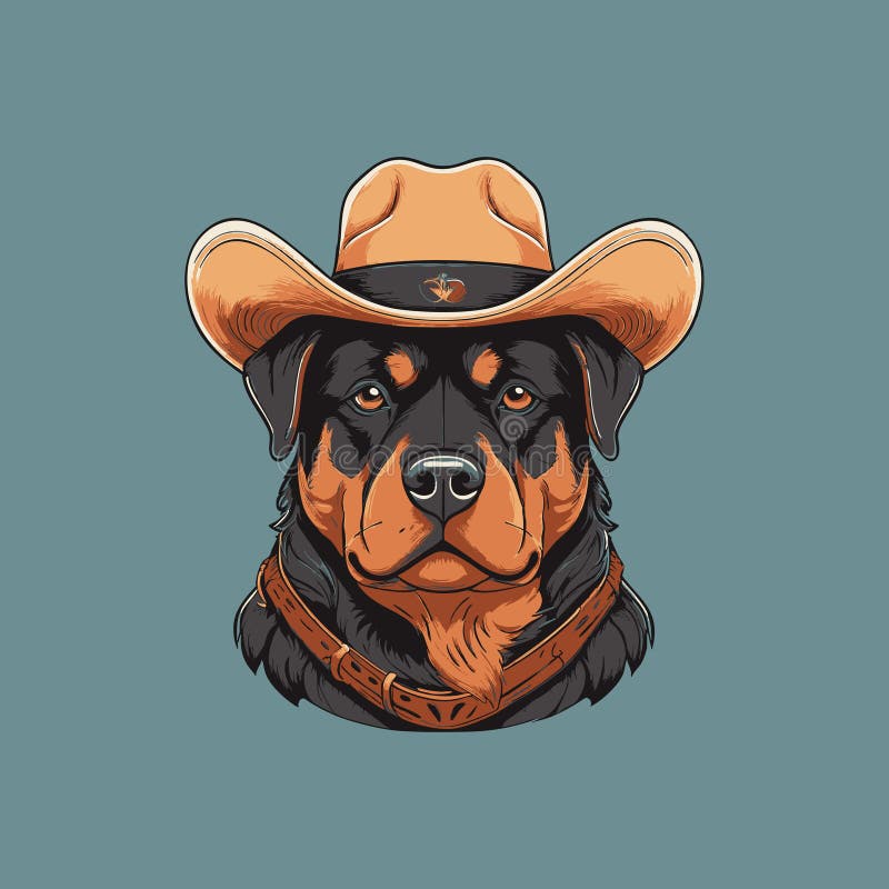 Illustration Rottweiler with Cowboy Hat Stock Vector - Illustration of ...