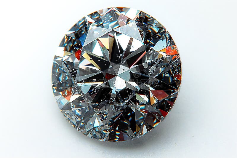 Illustration of Round Cut Diamond, White Background, Professional ...
