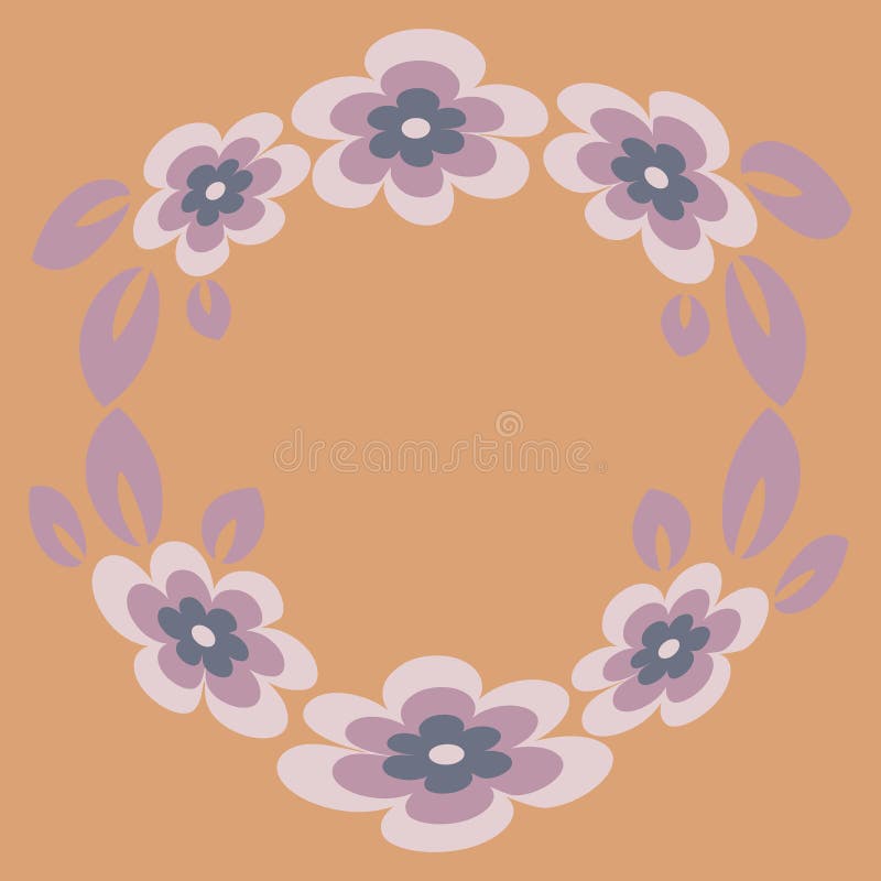 Illustration - Round Frame or Wreath on a Square Background - Stylized ...