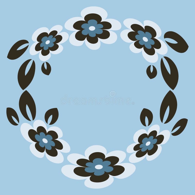 Illustration - Round Frame or Wreath on a Square Background - Stylized ...