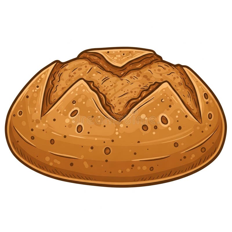 A Illustration of a Round Loaf of Bread with a Crusty Stock ...