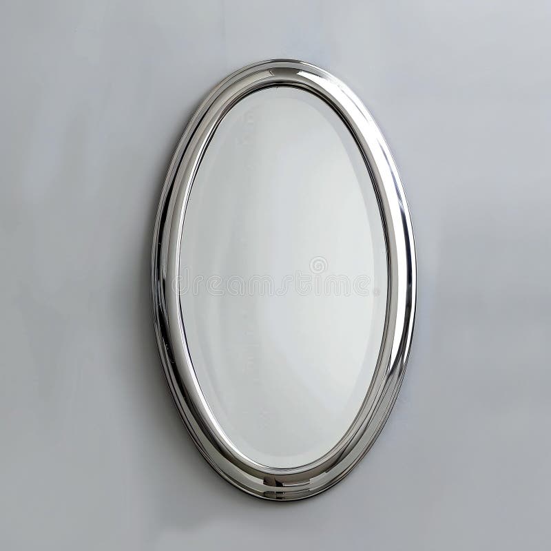 Round Mirror on a White Wall, Render, Square Image Stock Illustration ...