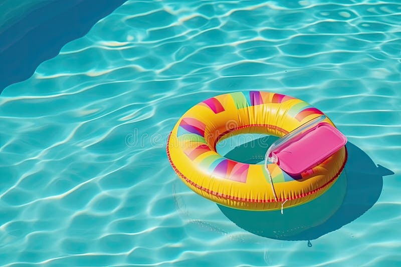 Illustration of a Round and Yellow Float in a Pool of Blue Water. Ai ...