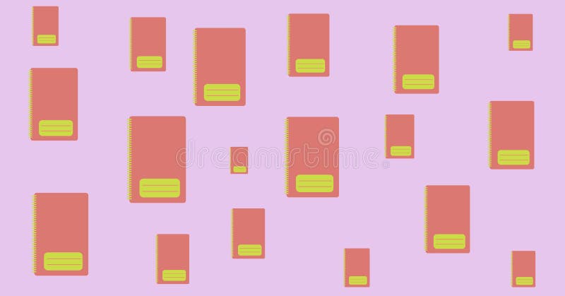 Illustration of Rows of Notebooks on Pink Background Stock Illustration ...
