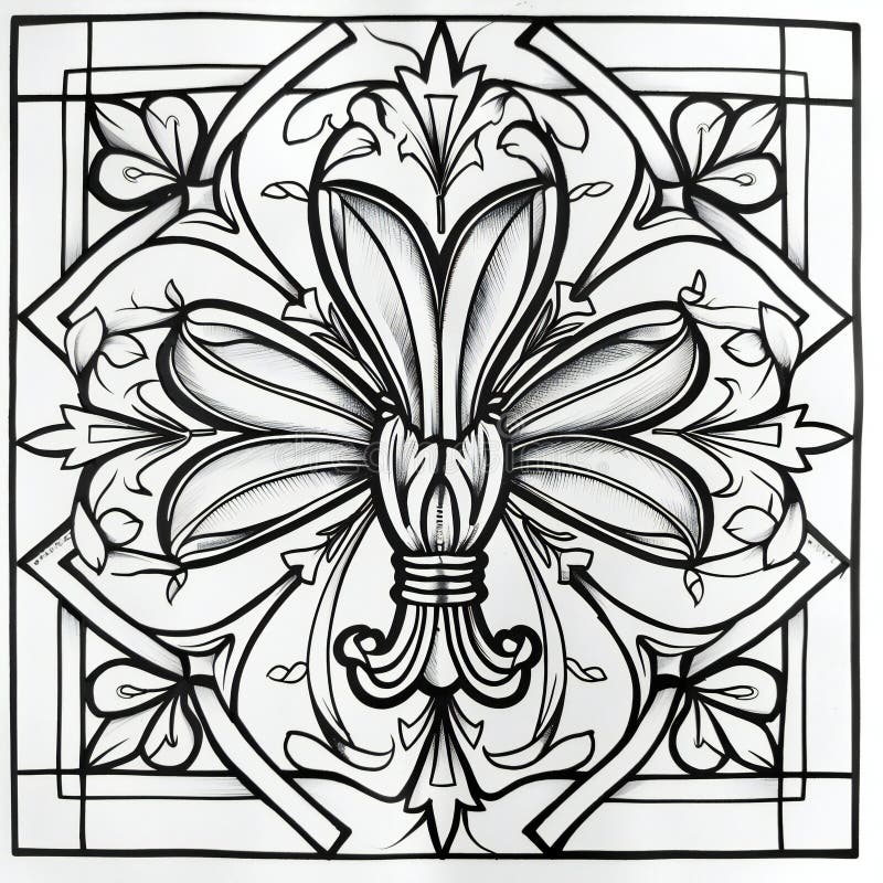 Illustration of a Royal Lily on a Background of Stained Glass Stock ...