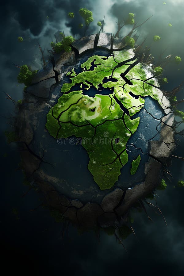 Illustration of Ruined Earth because of Ecological Problems Stock ...