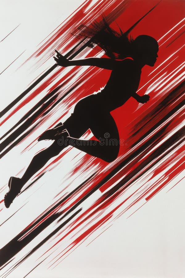 Illustration of a Runner in Motion Surrounded by Lines Creating the ...