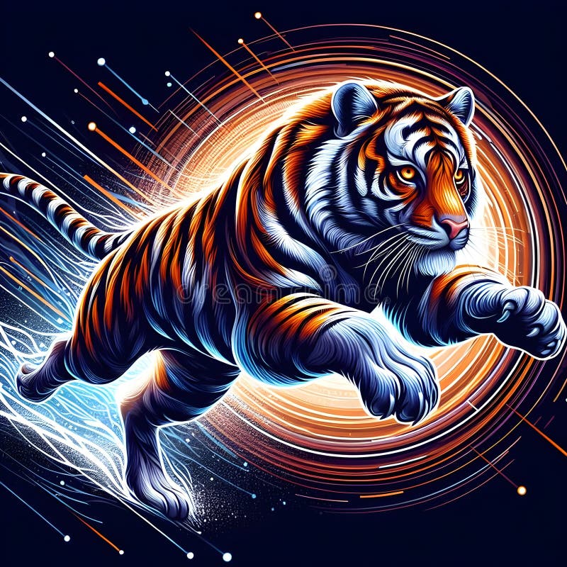 Running Tiger with Abstract Background Stock Illustration ...