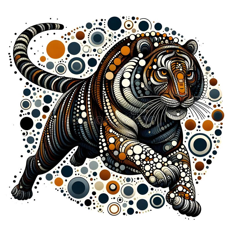 Running Tiger from Circles. Co Stock Illustration - Illustration of ...