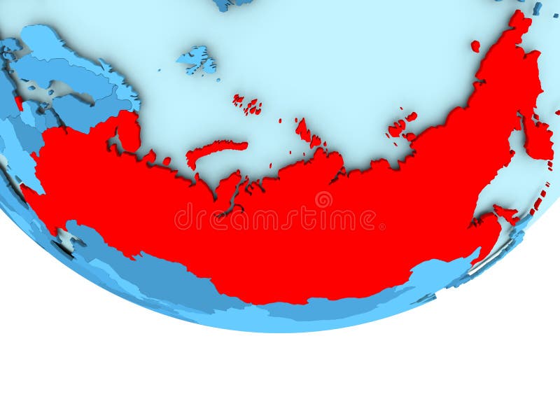 Russia in red on blue map stock illustration. Illustration of travel ...