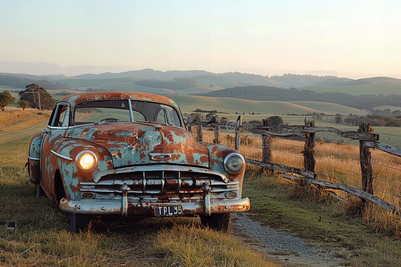 A Rustic Scene of an Old Rusty Car Parked, High Quality, High ...
