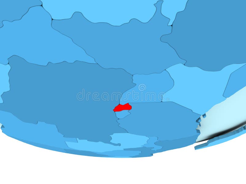 Rwanda in red on blue map stock illustration. Illustration of concept ...