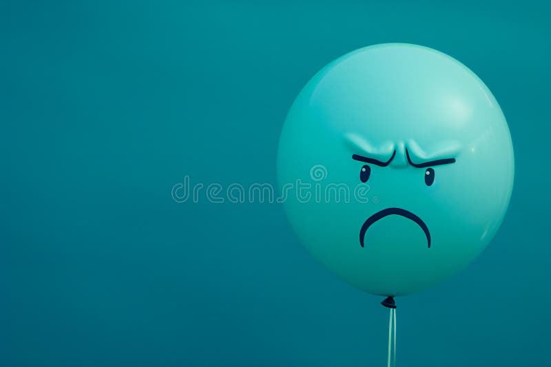 Sad Balloon on a Blue Background, the Concept of Depression and Sadness ...