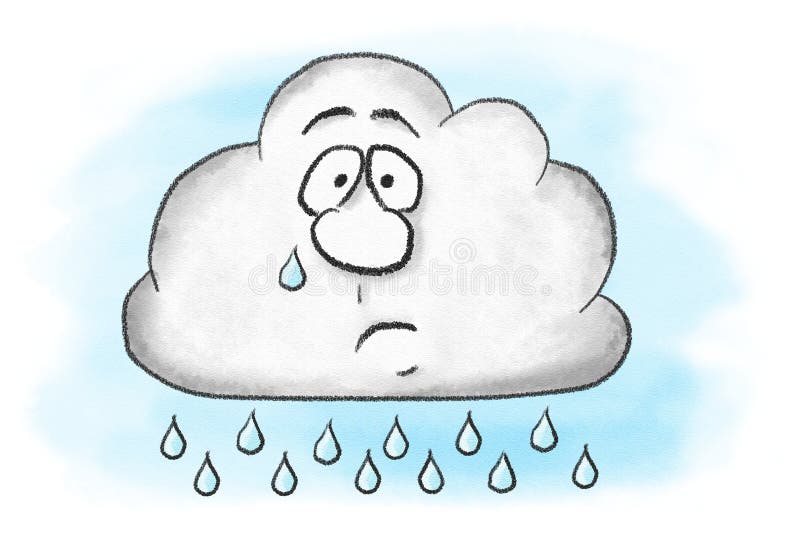 Illustration of a Sad Crying Cartoon Rain Cloud Stock Illustration ...