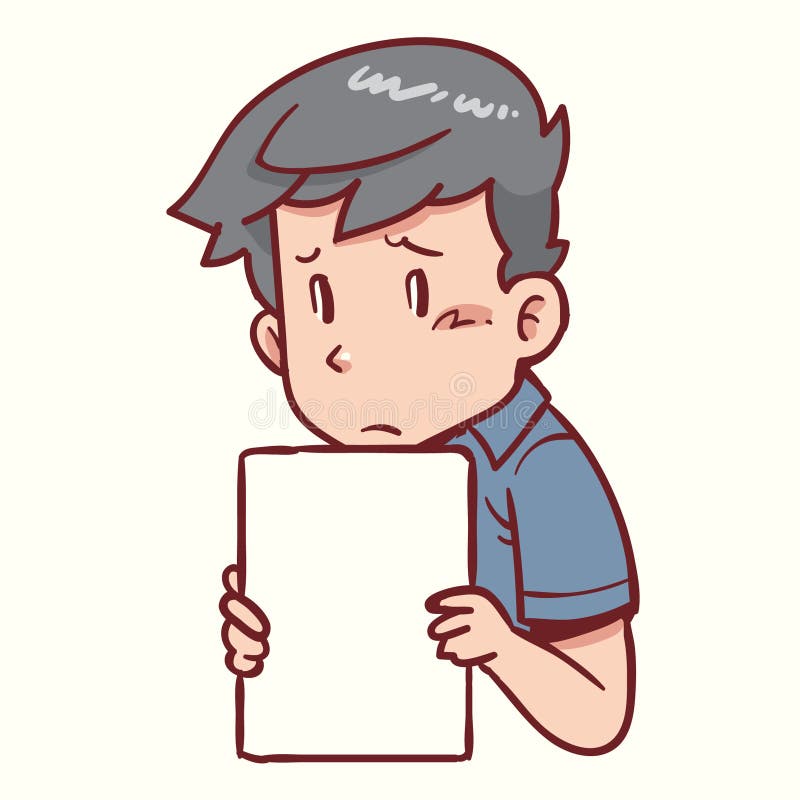 Sad guy with blank paper stock vector. Illustration of people - 110249166
