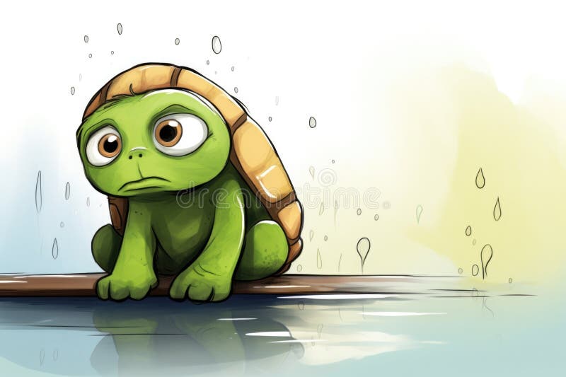 Illustration of Sad Turtle in the Rain Stock Illustration ...