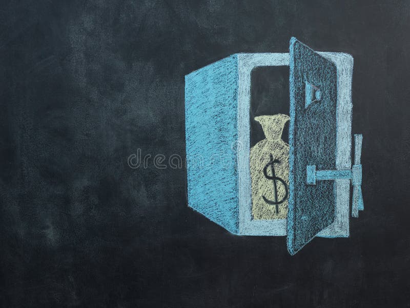Illustration of Safe with Money on Chalkboard Stock Illustration ...