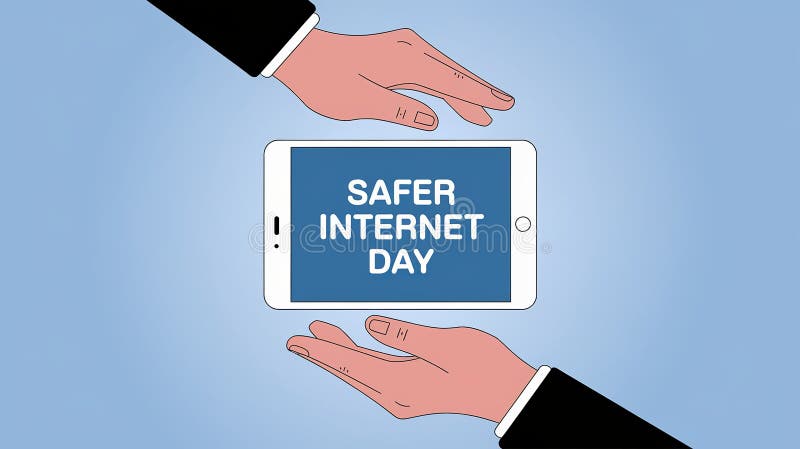 Illustration of Safer Internet Day Logo Depicting Safe Practices for ...