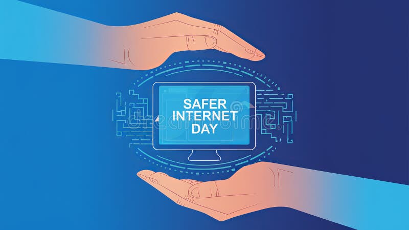Illustration of Safer Internet Day Logo Depicting Safe Practices for ...
