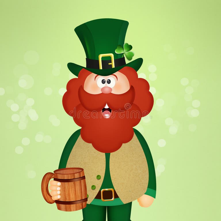 Saint Patrick with Beard and Beer Stock Illustration - Illustration of ...