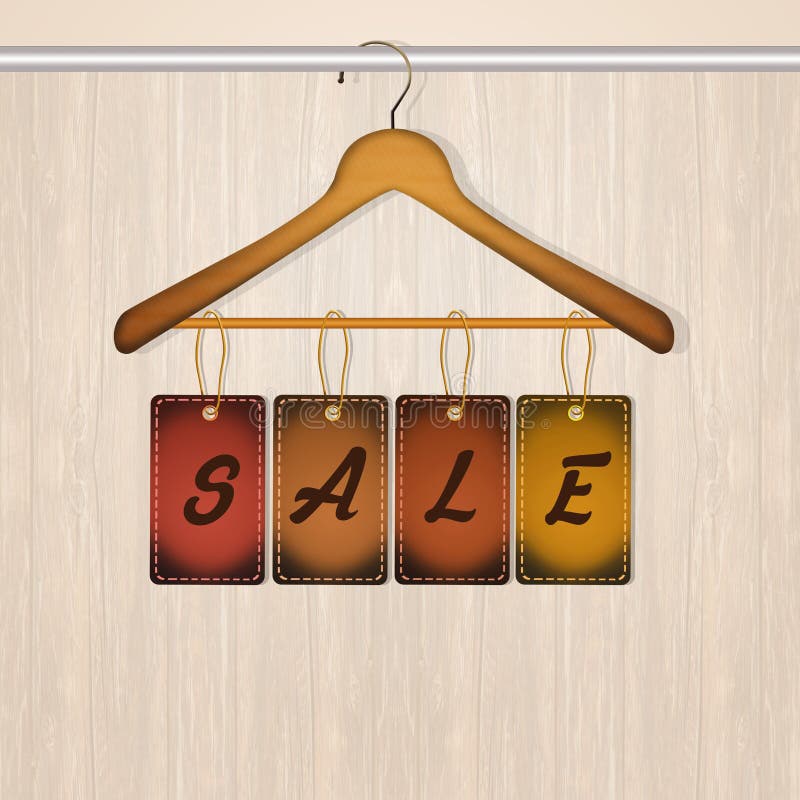 Sale label on coat hanger stock illustration. Illustration of dress ...