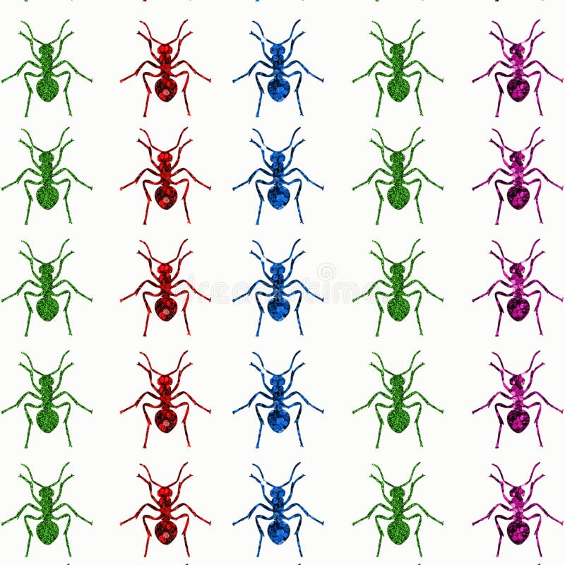Illustration of the Same Ant in Four Different Colors on a White ...