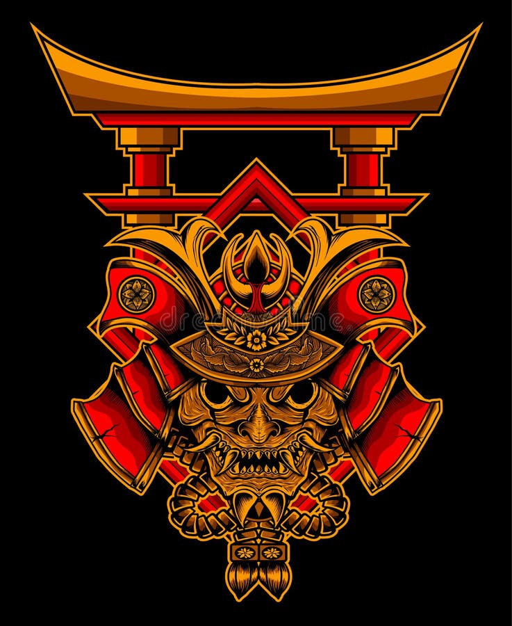Samurai Head Design Vector Illustration Stock Vector - Illustration of ...